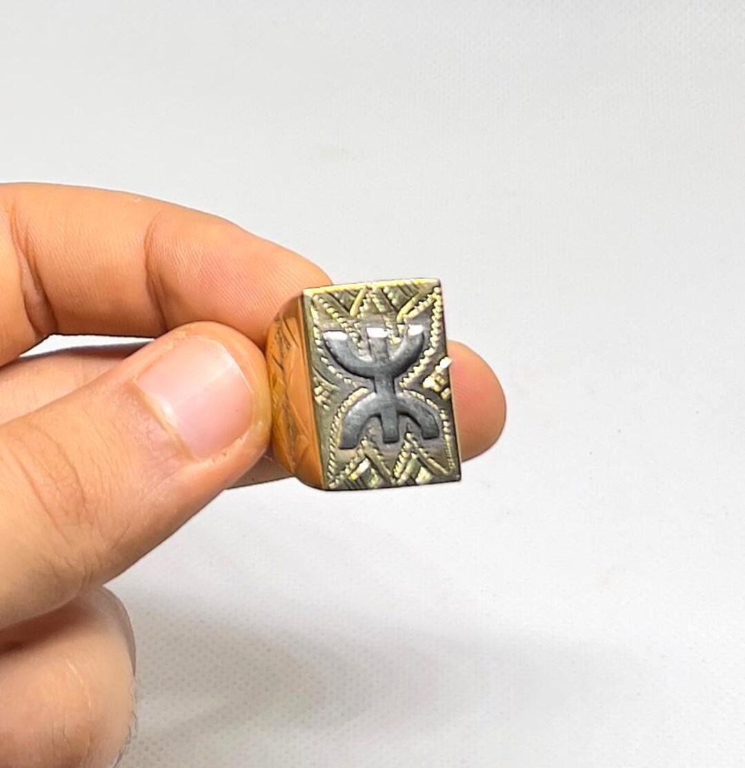 Handmade Brass Copper Amazigh Yaz Symbol Berber Ring: Ethnic Boho ...