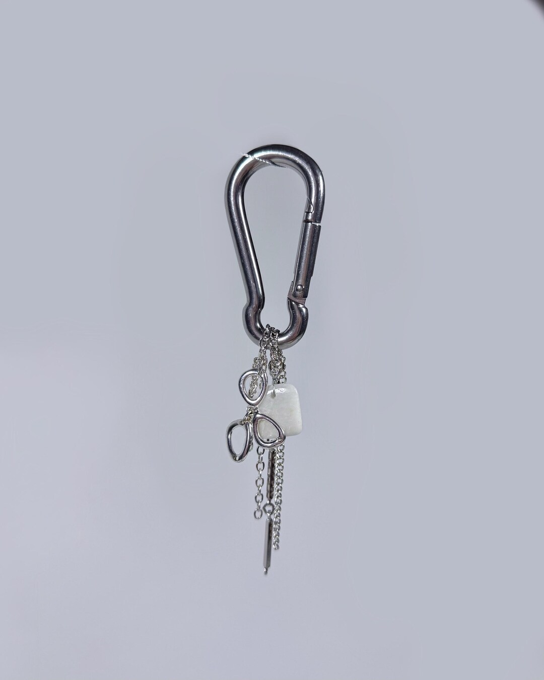 Silver Charm Keychain | Carabiner Bag Charm | Aesthetic Crystal ...