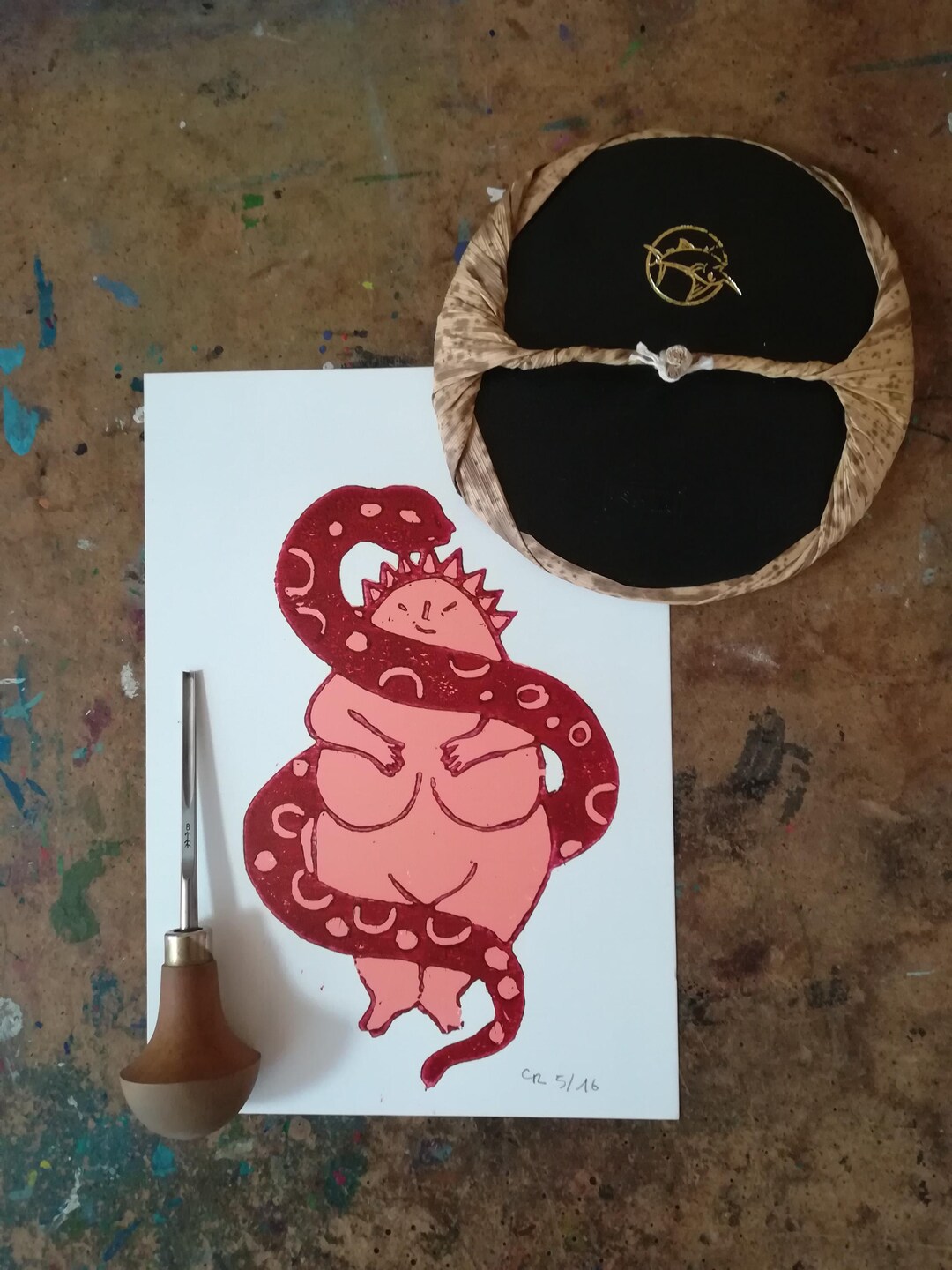 Goddess With Serpent – Original Wood Engraving – Numbered Print ...