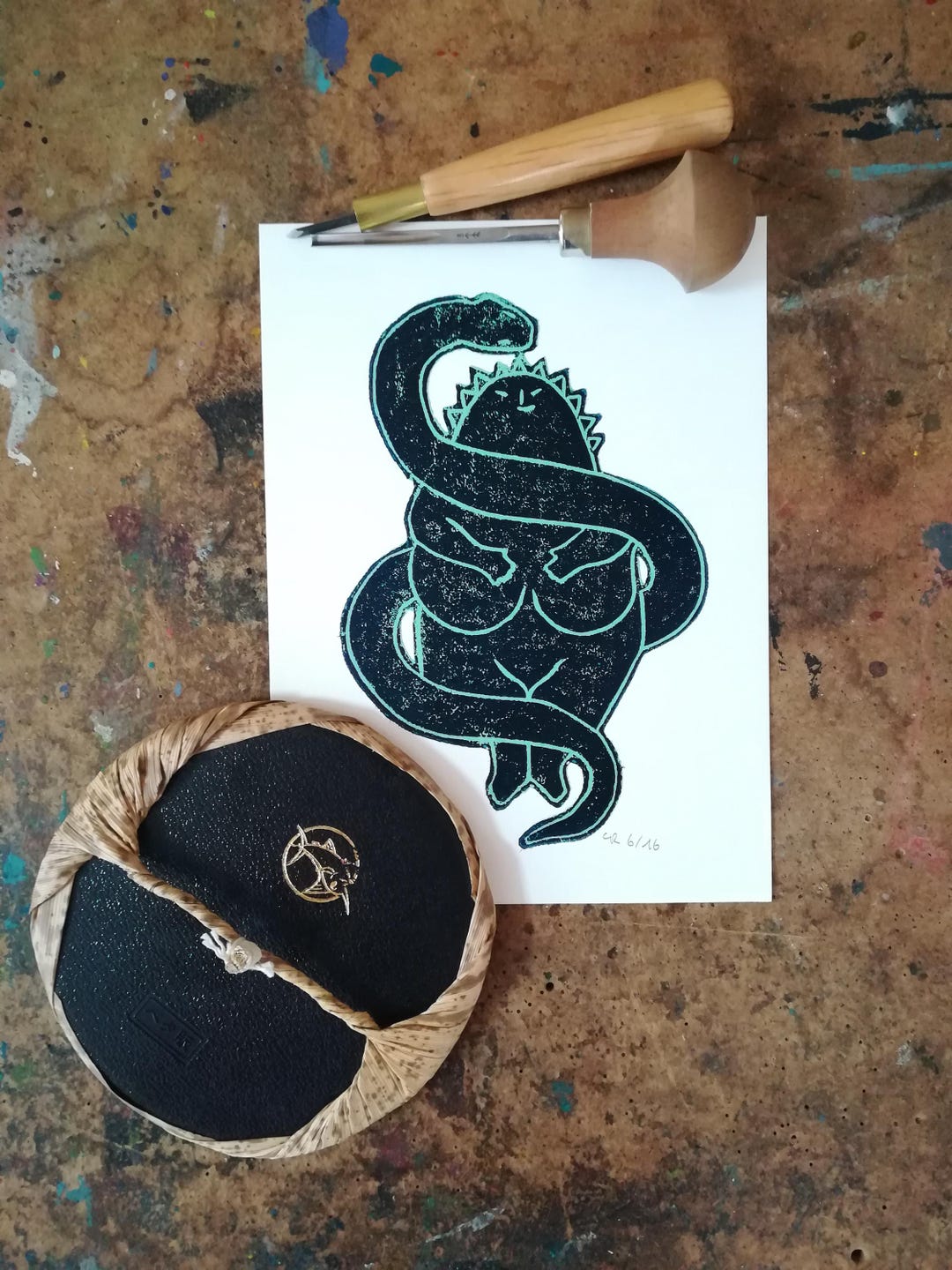 Snake Goddess – Original Woodcut – Numbered Print – Limited Edition ...