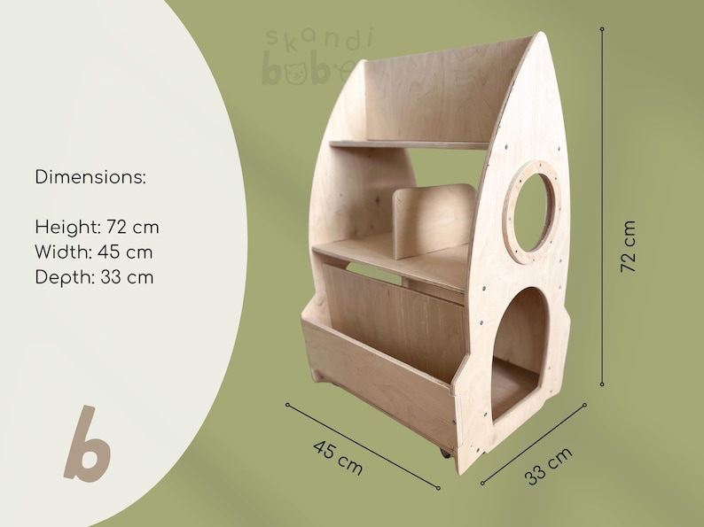 Personalized Rocket Bookshelf: Waxed Kids Rotating Bookcase With ...