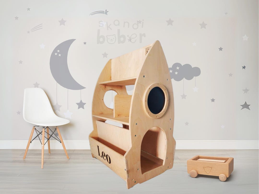 Personalized Rotating Rocket Kids Rack With Magnetic Drawing Board ...