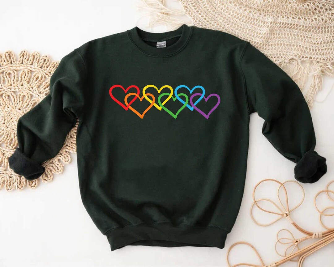 Rainbow Heart Sweatshirt, LGBT Christmas Sweatshirt, Pride Rainbow ...