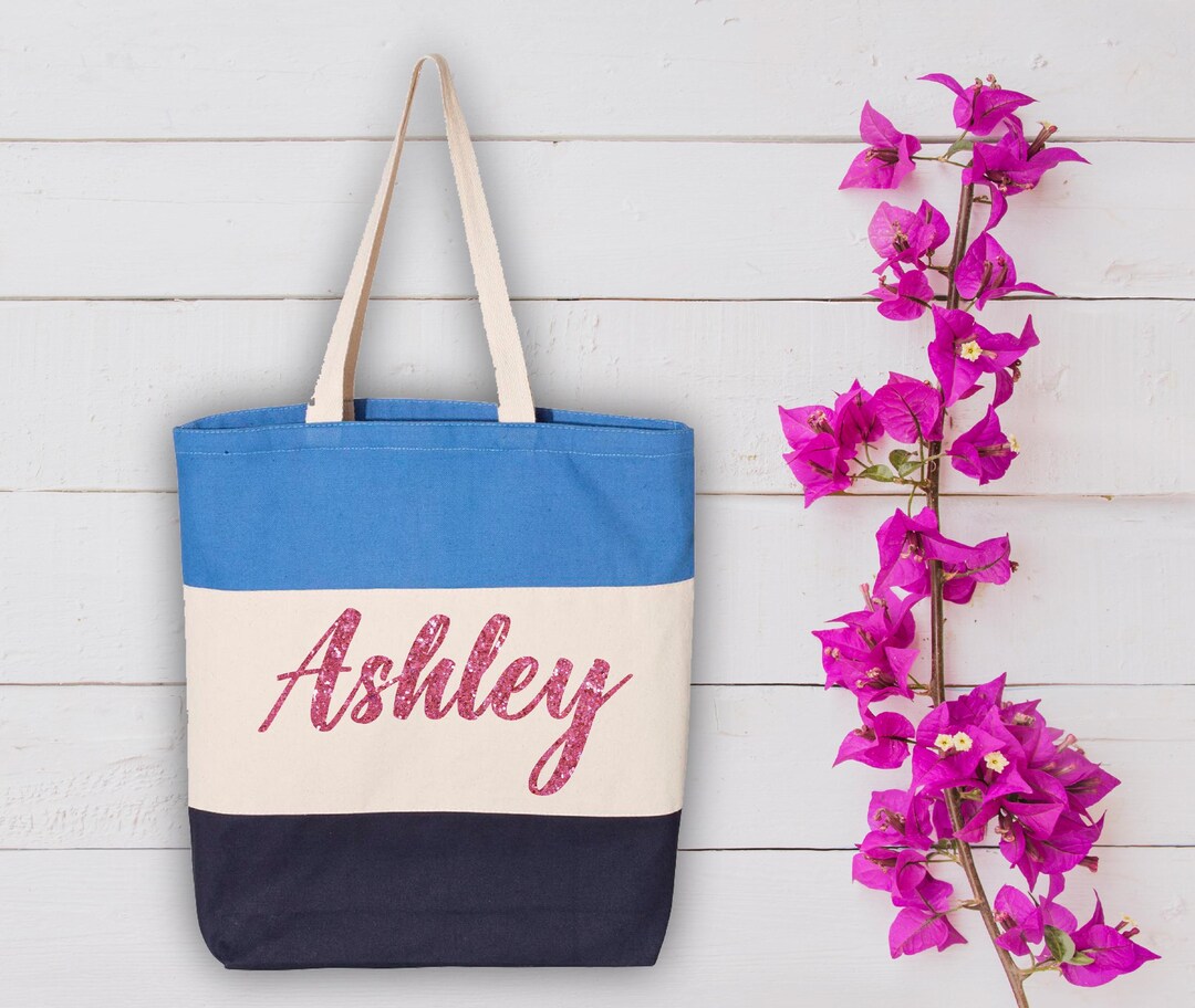 Tri Color Tote Bag, Custom Tote Bag Name, Maid of Honor Gift From Bride ...
