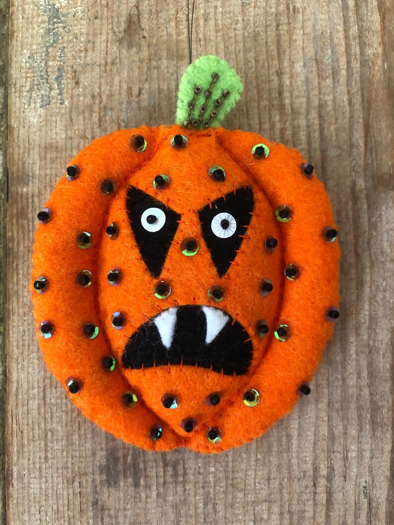 Boo Scary Jack O'lantern, Halloween Decor, Felt Ornament, Made in USA ...