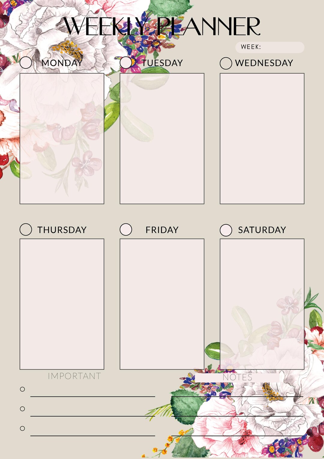 Digital Weekly Planner Printable - Etsy