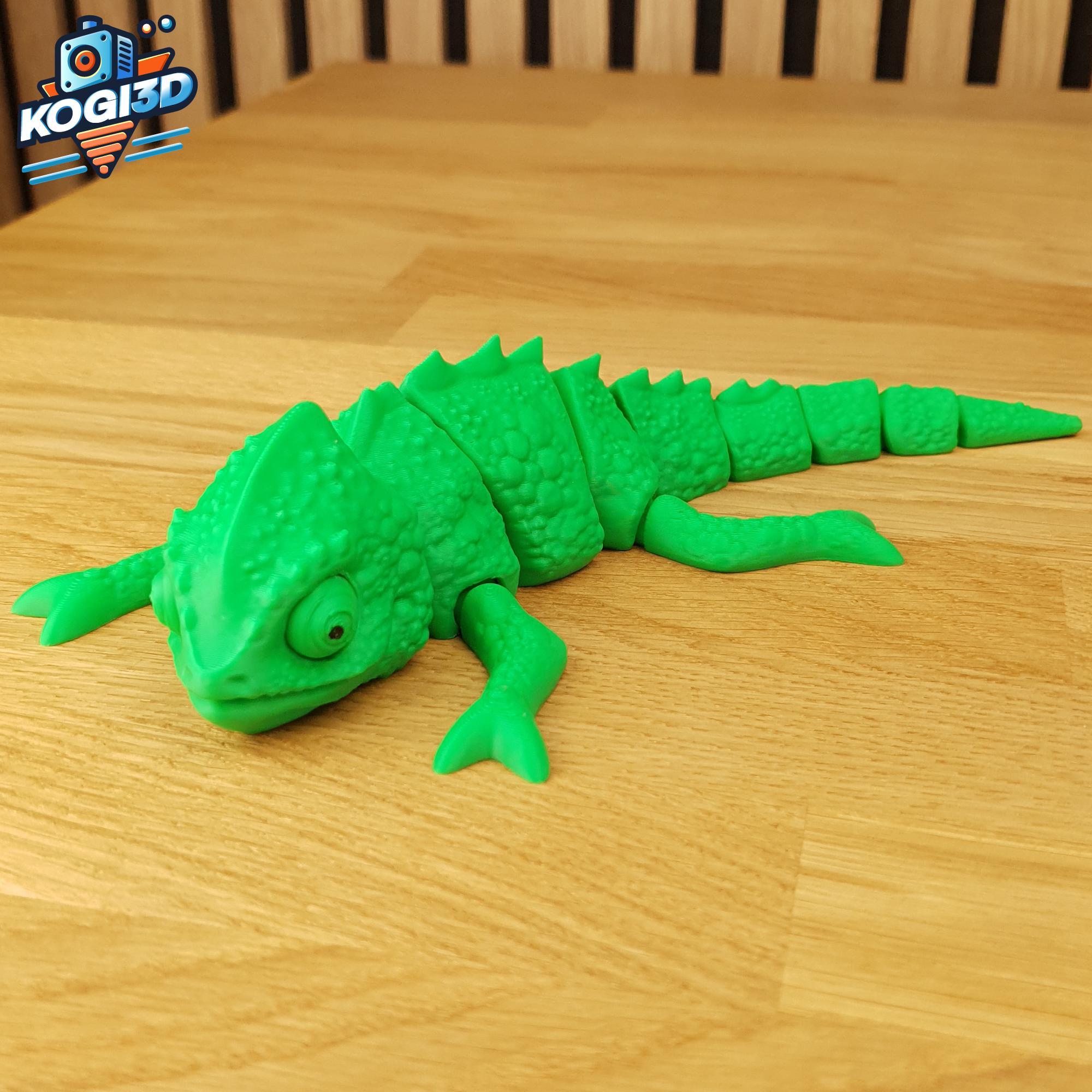 Articulated Flexi Chameleon: 3D Print-in-place Design (digital Download ...