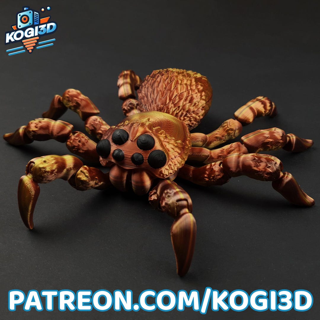 3D Printed Articulated Tarantula: Poseable Spider Model (digital ...