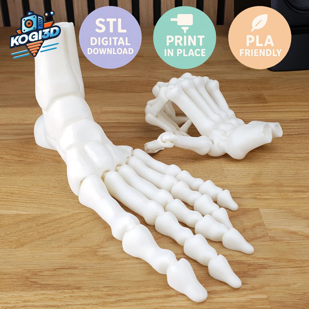 3D Printable Skeleton Hands and Feet | Articulated STL Set for ...