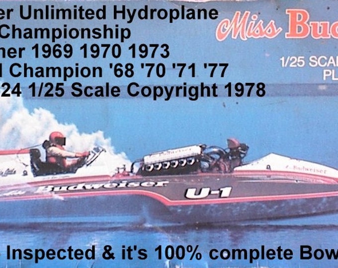 Vintage 1978 Model Boat Kit Miss Budweiser Hydroplane Racing Boat 1/25 ...