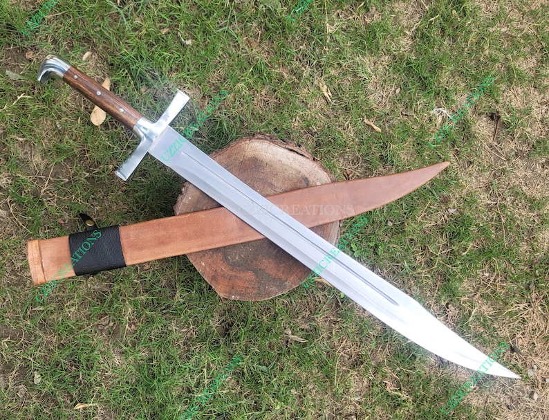 Hand Forged Falchion Sword: Spring Steel Blade, Leather Scabbard - Etsy