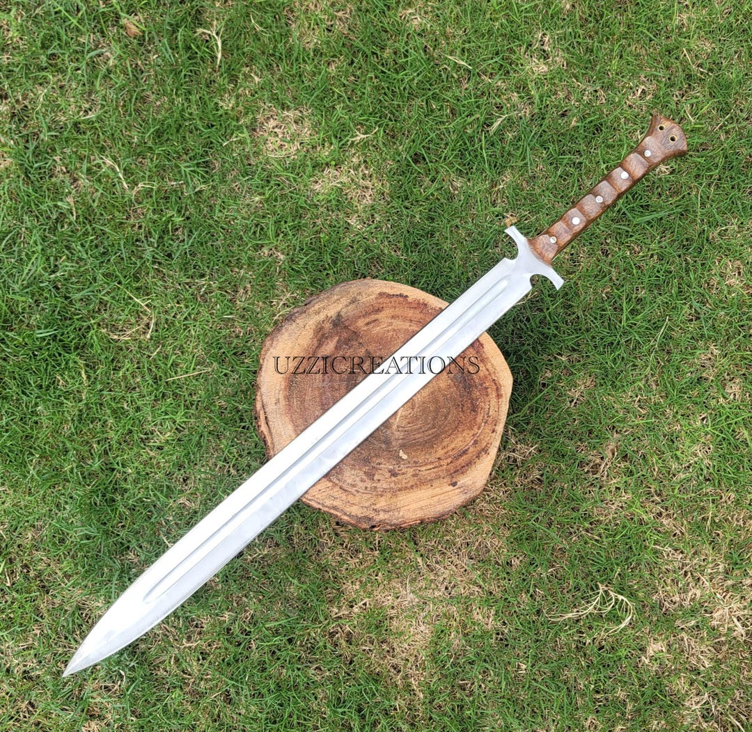Hand Forged Viking Sword: 5160 Spring Steel, Rose Wood Handle, Leather ...