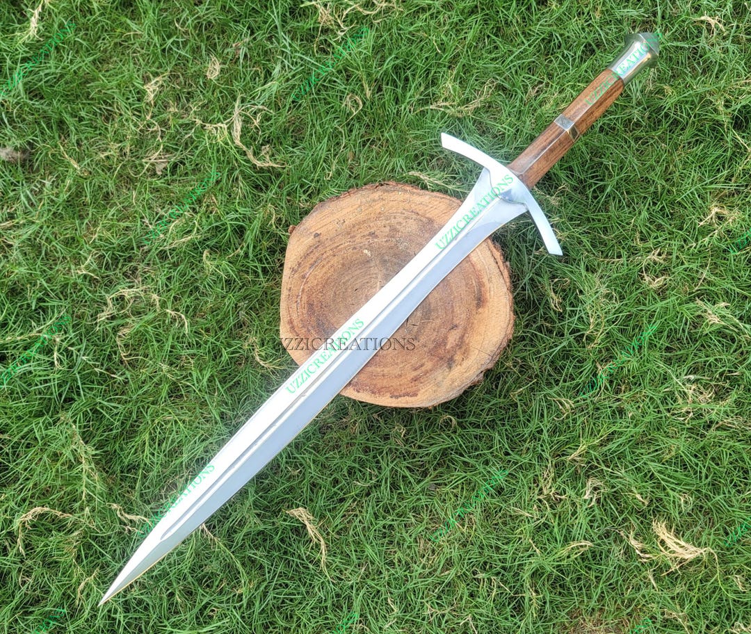 Hand Forged Viking Sword: Medieval Spring Steel Blade, Leather Scabbard ...