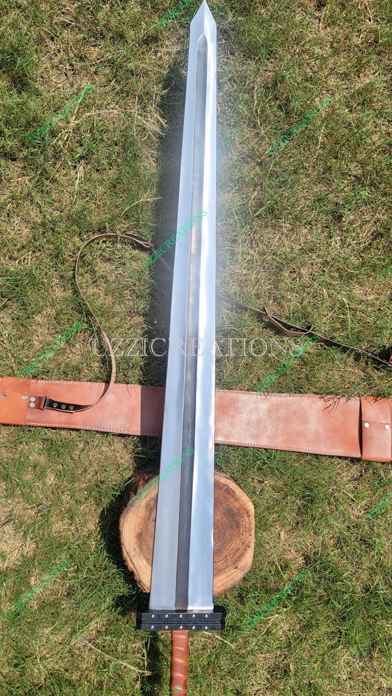 63" Berserk Anime Sword: Spring Steel Guts Raider With Leather Scabbard ...