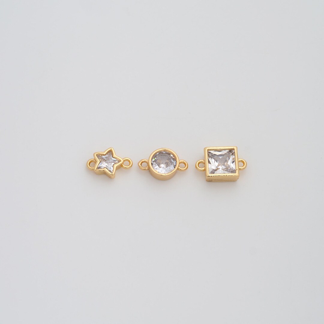 Dainty Round Star Connectors,18k Gold Filled Square Connectors for DIY ...