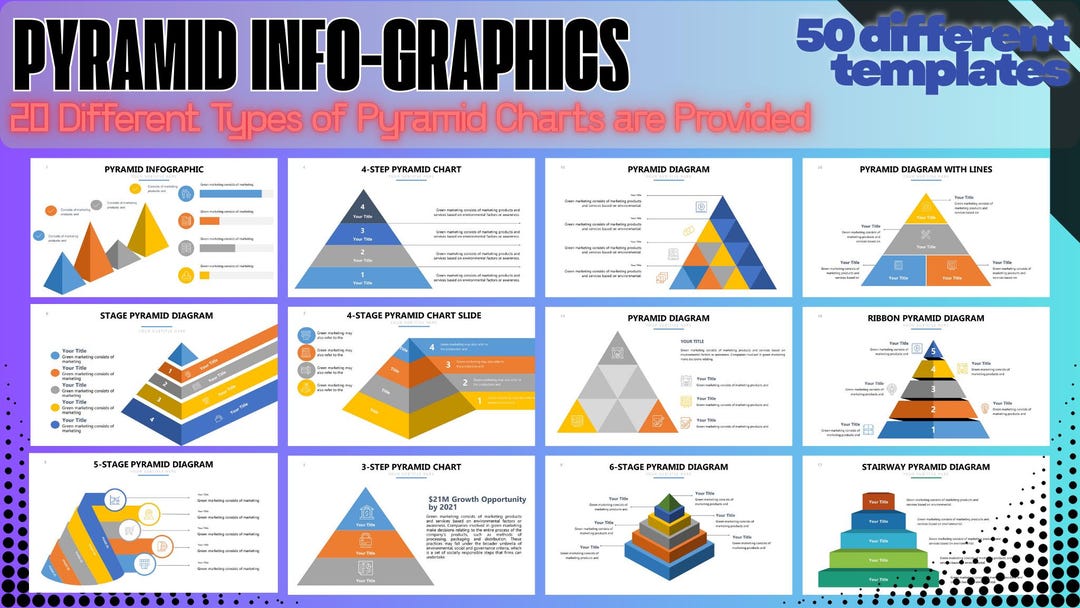 Pyramid Info-graphics Bundle – 50 Pyramid Chart Templates | Editable ...