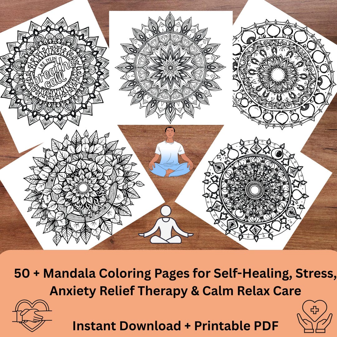 Mandala Coloring Pages for Self-healing | Stress & Anxiety Relief ...