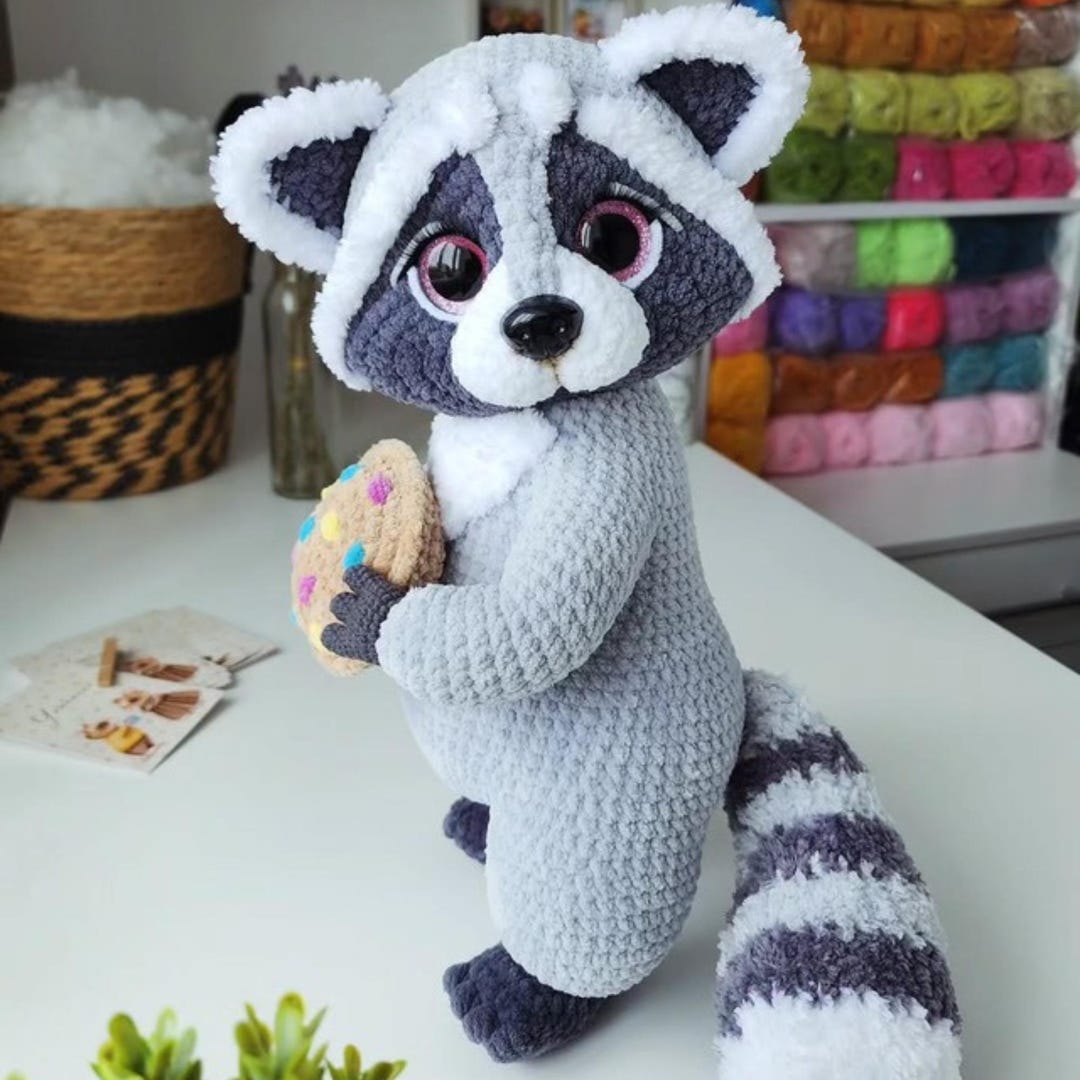 Raccoon Crochet Pattern, Raccoon Amigurumi Crochet Pattern, Raccoon Toy ...