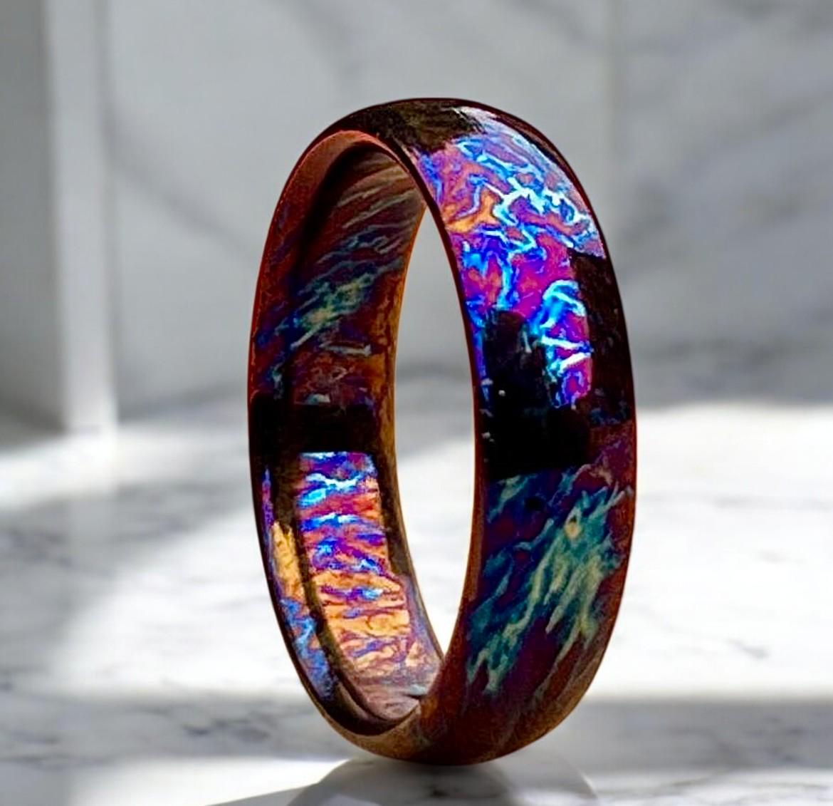 Unique Titanium Random Pattern Anniversary Gift for Her Personalized ...
