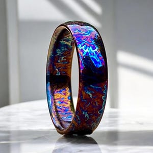 Unique Titanium Random Pattern Anniversary Gift for Her Personalized ...