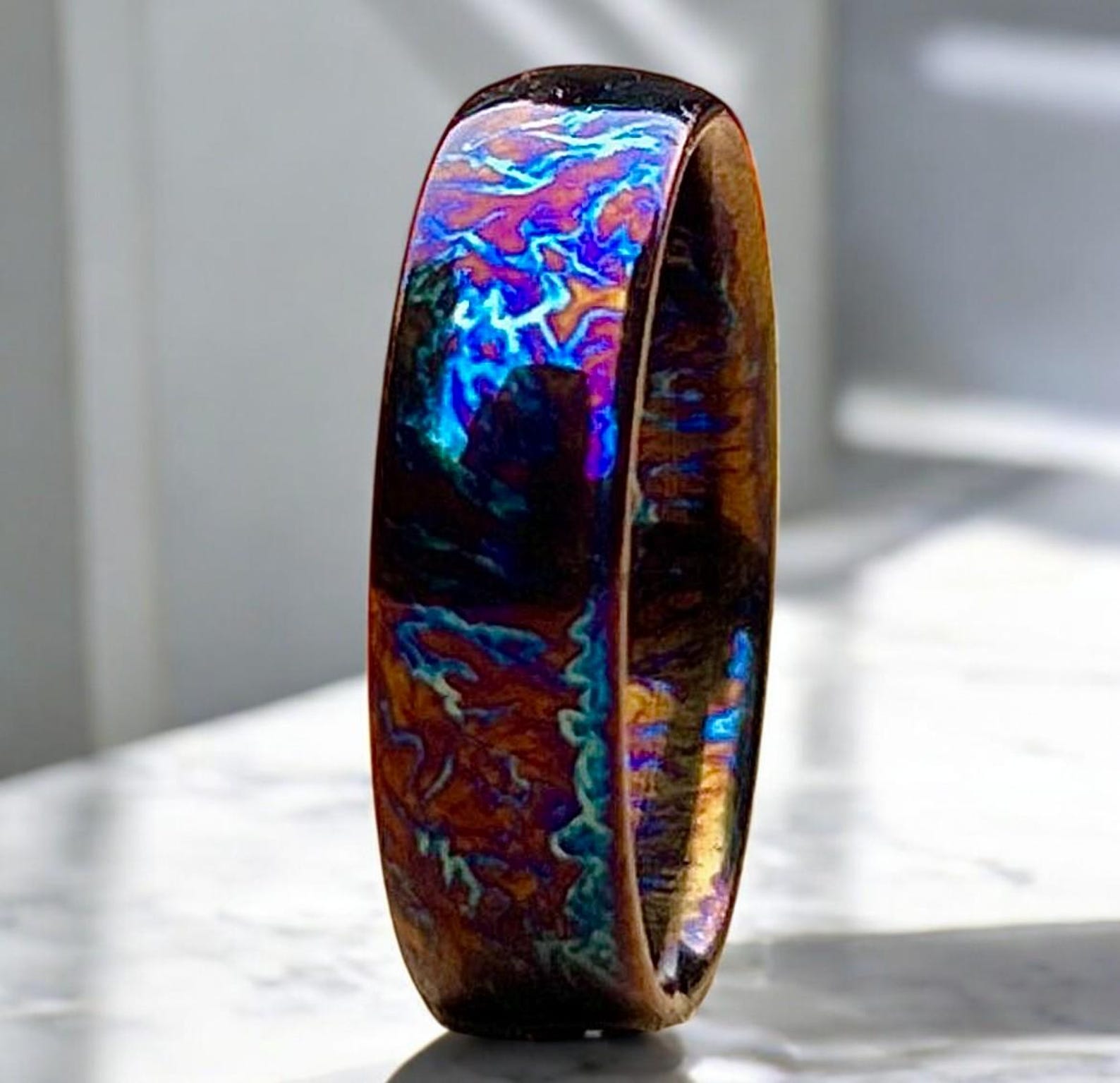 Unique Titanium Random Pattern Anniversary Gift for Her Personalized ...