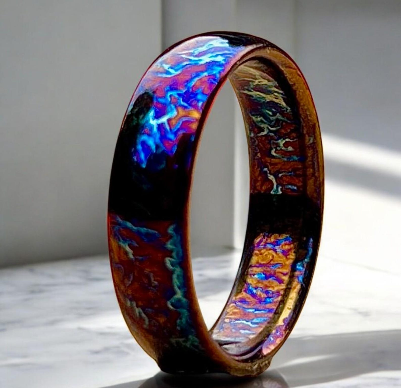 Unique Titanium Random Pattern Anniversary Gift for Her Personalized ...