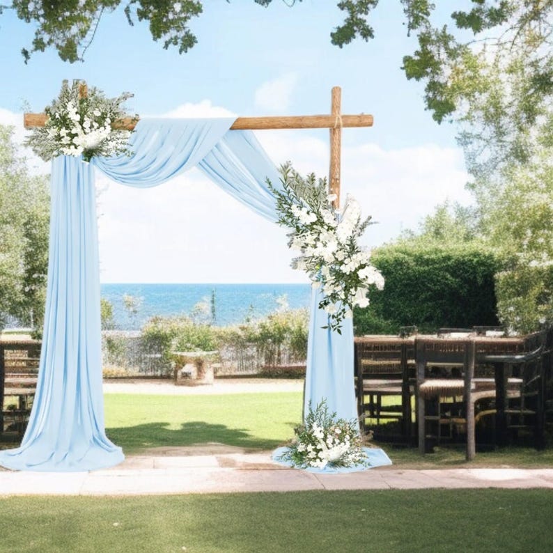 Baby Blue Sheer Chiffon Wedding Arch Drapes – 1 Panel 30" X 18FT Extra ...