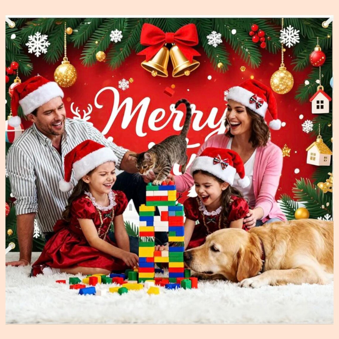 Christmas Snowman Party Backdrop 7x5ft | Green Garland Holiday Photo ...