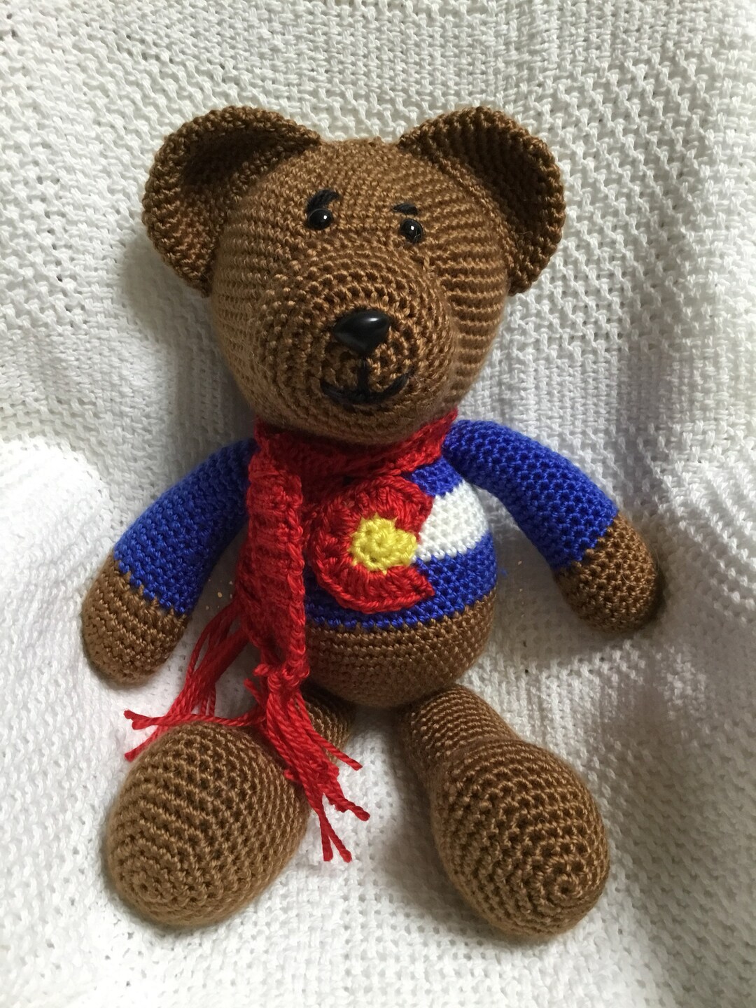 Colorado Flag Hand Crocheted Teddy Bear-cognac Brown - Etsy