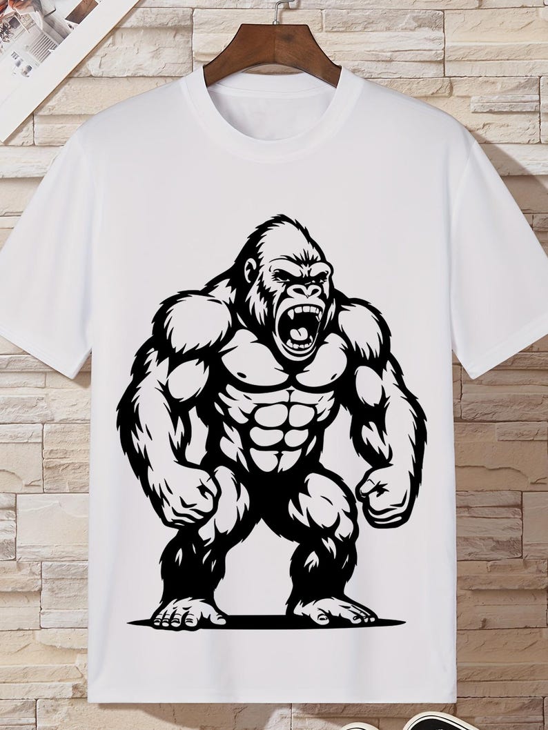Bodybuilder Gorilla SVG | Angry Muscle Ape Vector Clipart | Strong ...