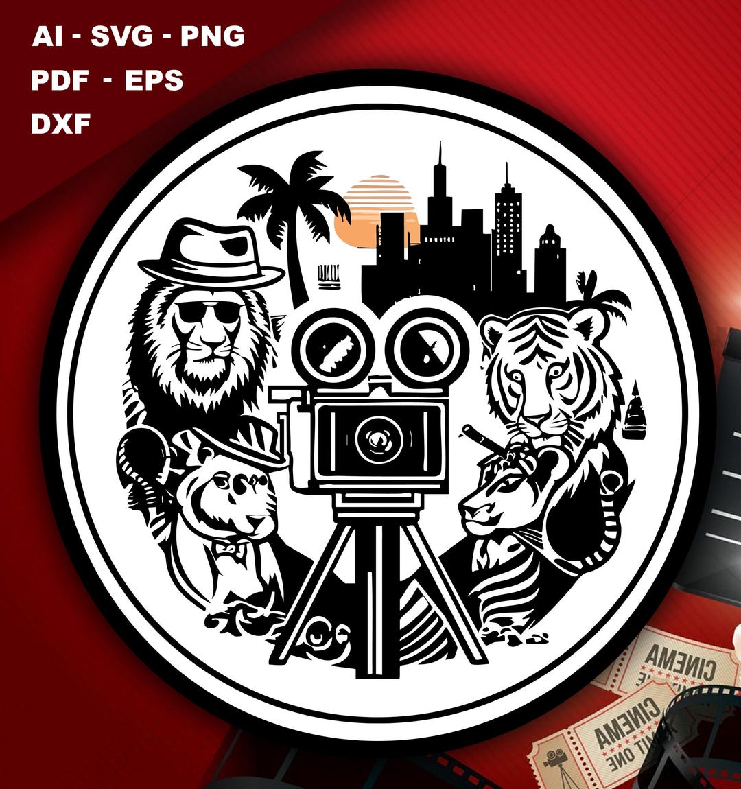 Movie Jungle Animals SVG: Film Crew Vector Art (digital Download) - Etsy