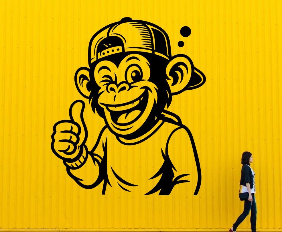 Cool Monkey Vector SVG | Cartoon Monkey Thumbs up | Funny Hip Hop Chimp ...