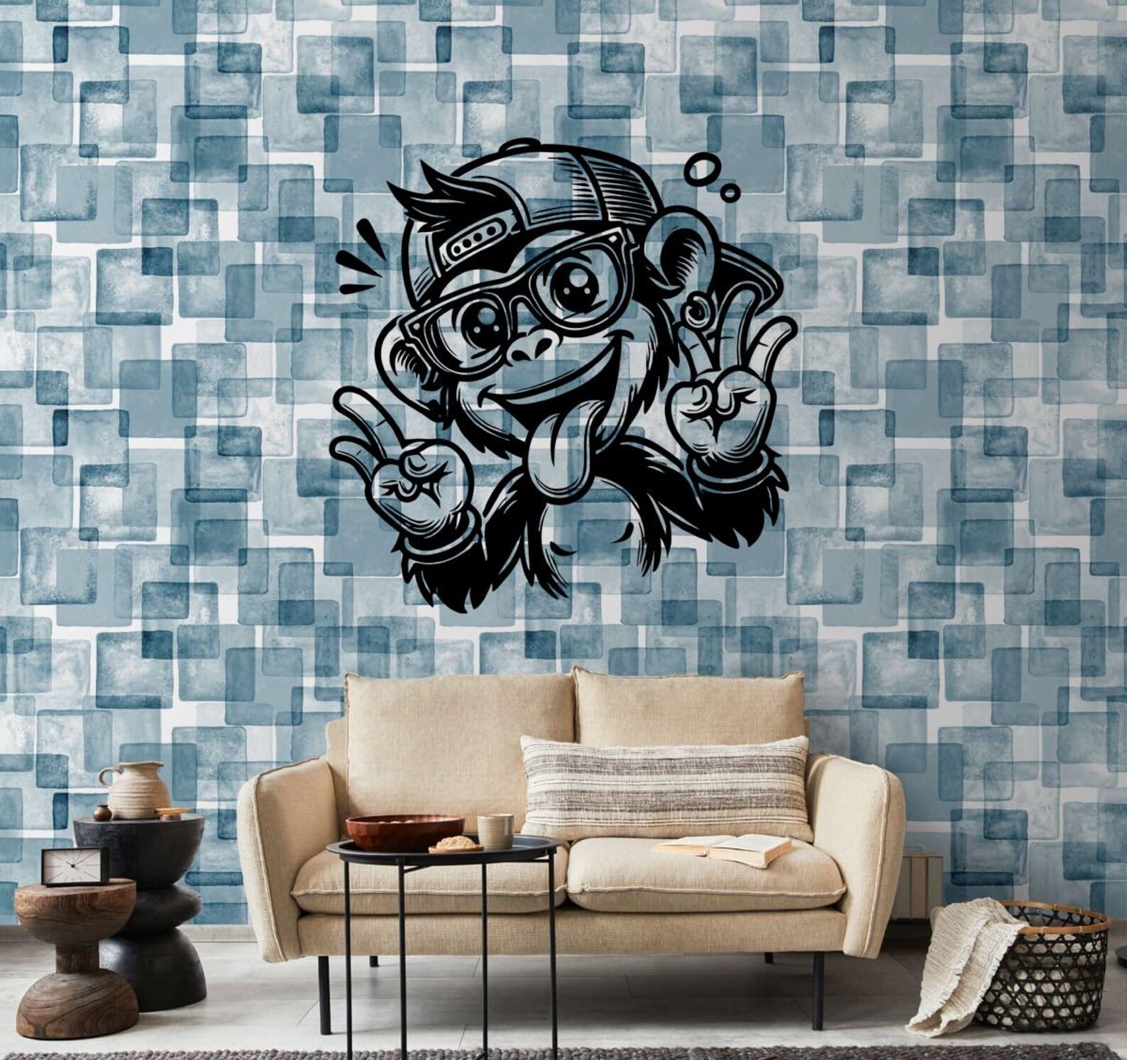 Cool Monkey Vector SVG | Funny Monkey Clipart | Hipster Ape Sticker ...
