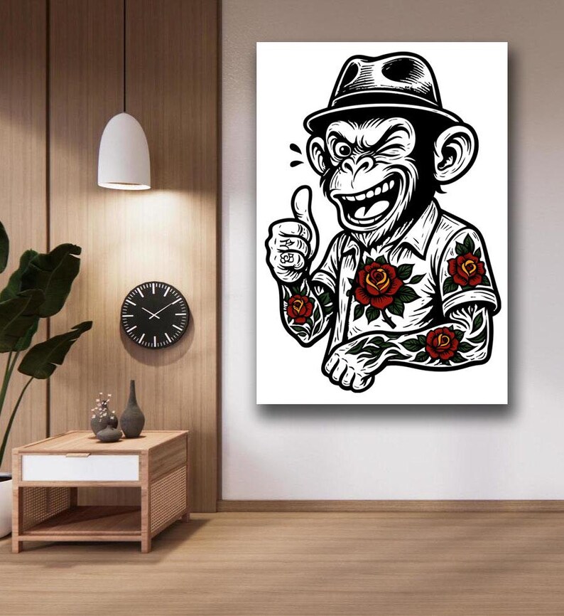 Tattooed Winking Monkey Vector | Cool Monkey Graphic SVG PNG ...