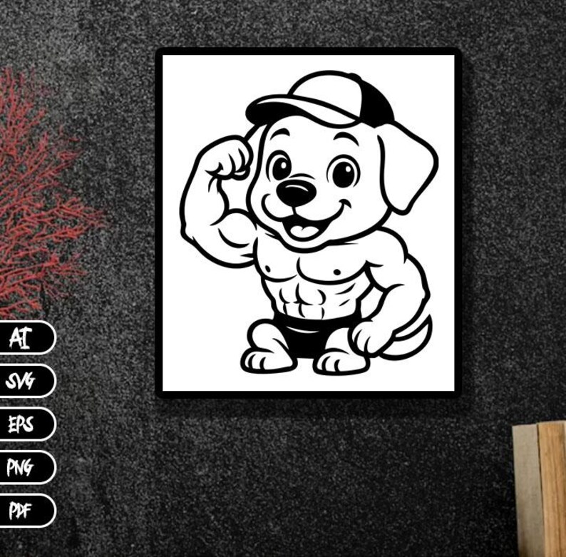 Muscle Puppy Dog SVG: Gym Mascot Vector Clipart (digital Download ...