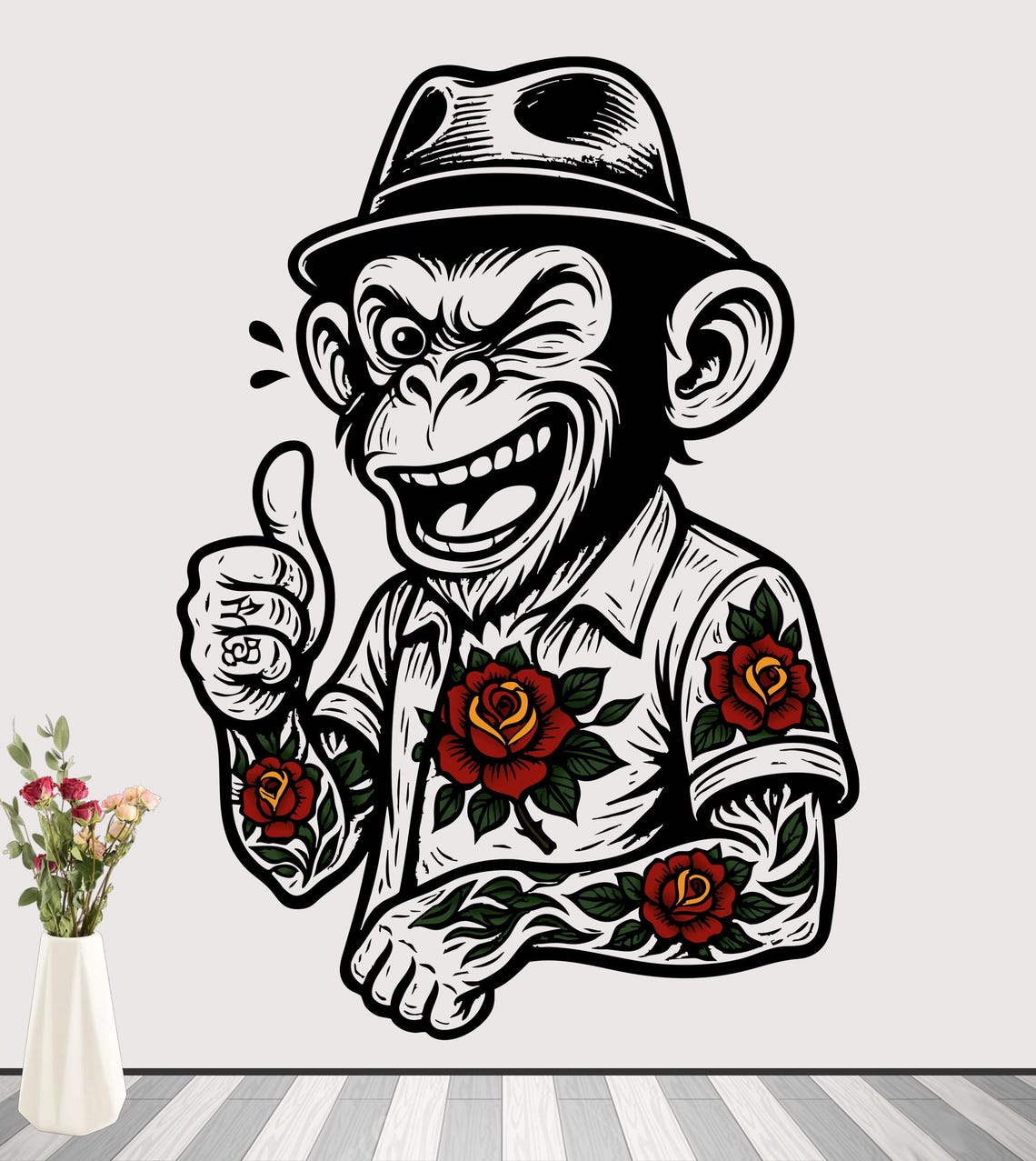 Tattooed Winking Monkey Vector | Cool Monkey Graphic SVG PNG ...