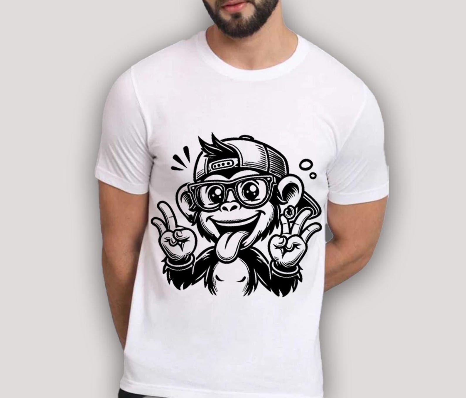 Cool Monkey Vector SVG | Funny Monkey Clipart | Hipster Ape Sticker ...
