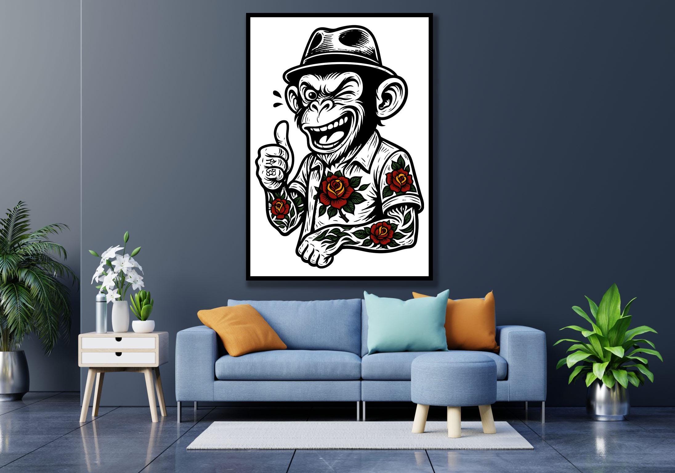 Tattooed Winking Monkey Vector | Cool Monkey Graphic SVG PNG ...