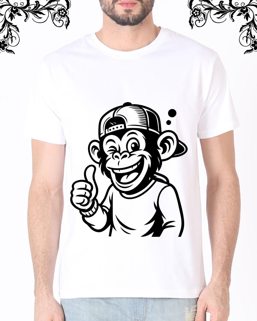 Cool Monkey Vector SVG | Cartoon Monkey Thumbs up | Funny Hip Hop Chimp ...