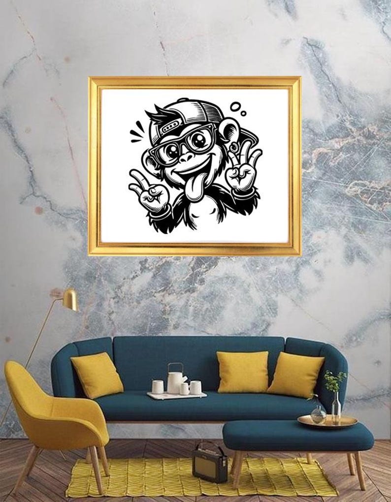 Cool Monkey Vector SVG | Funny Monkey Clipart | Hipster Ape Sticker ...