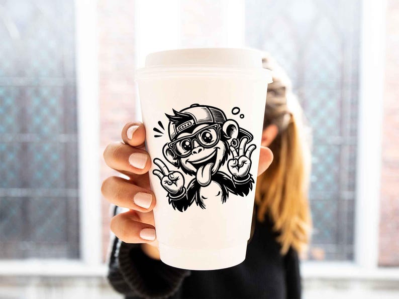 Cool Monkey Vector SVG | Funny Monkey Clipart | Hipster Ape Sticker ...