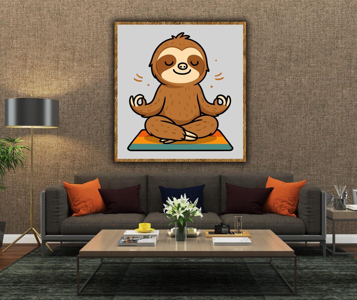 Yoga Sloth SVG | Cute Meditating Sloth Clipart | Relaxed Zen Animal ...