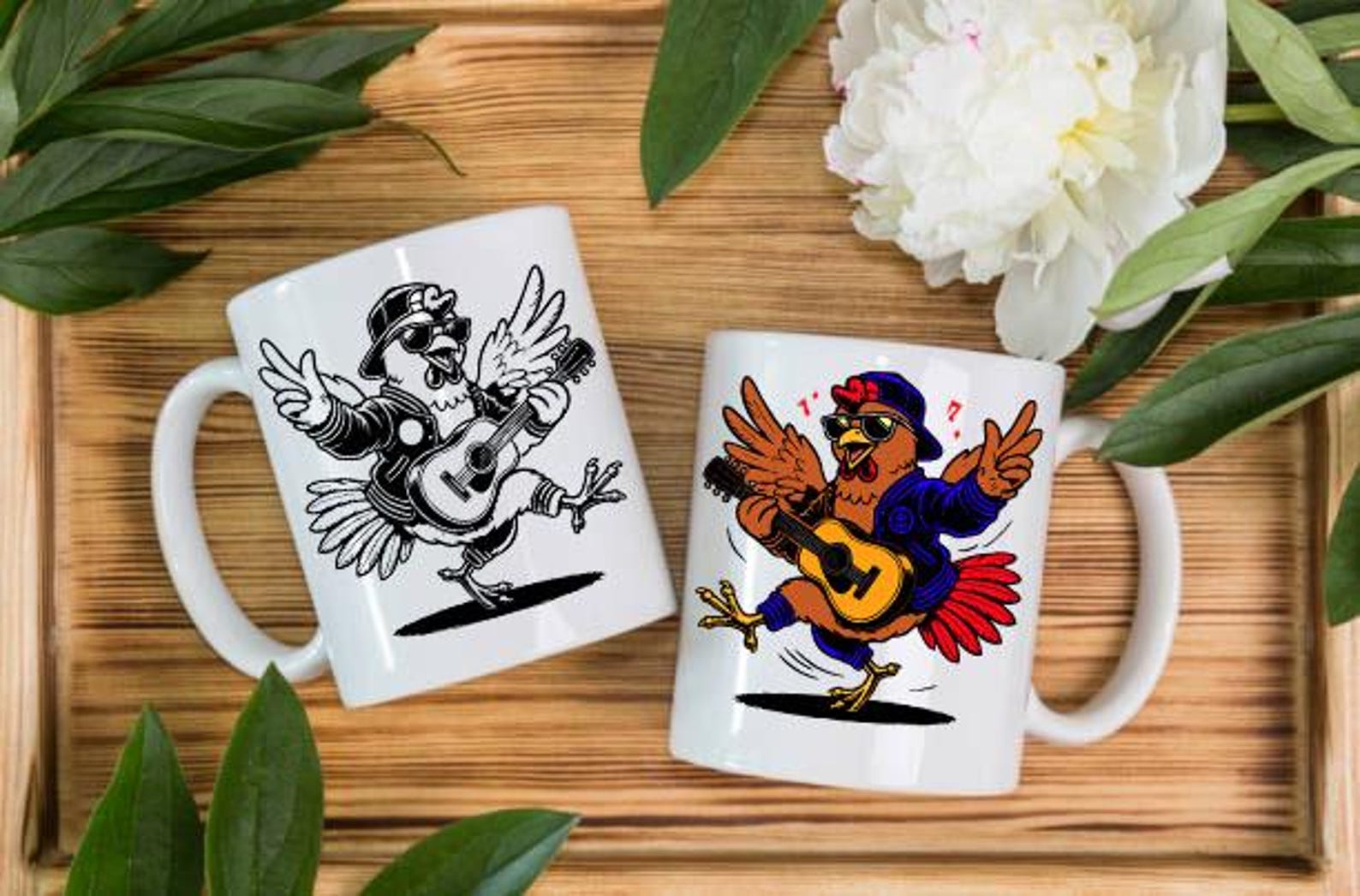 Rockstar Chicken Guitarist Vector Clipart: Funny Musician Rooster ...