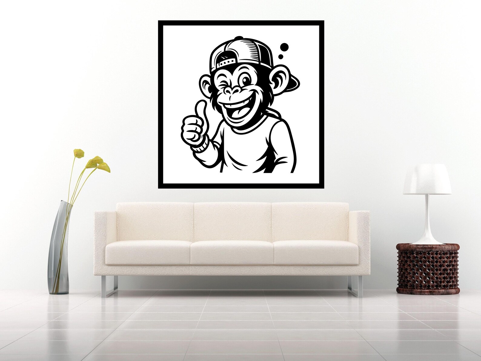 Cool Monkey Vector SVG | Cartoon Monkey Thumbs up | Funny Hip Hop Chimp ...