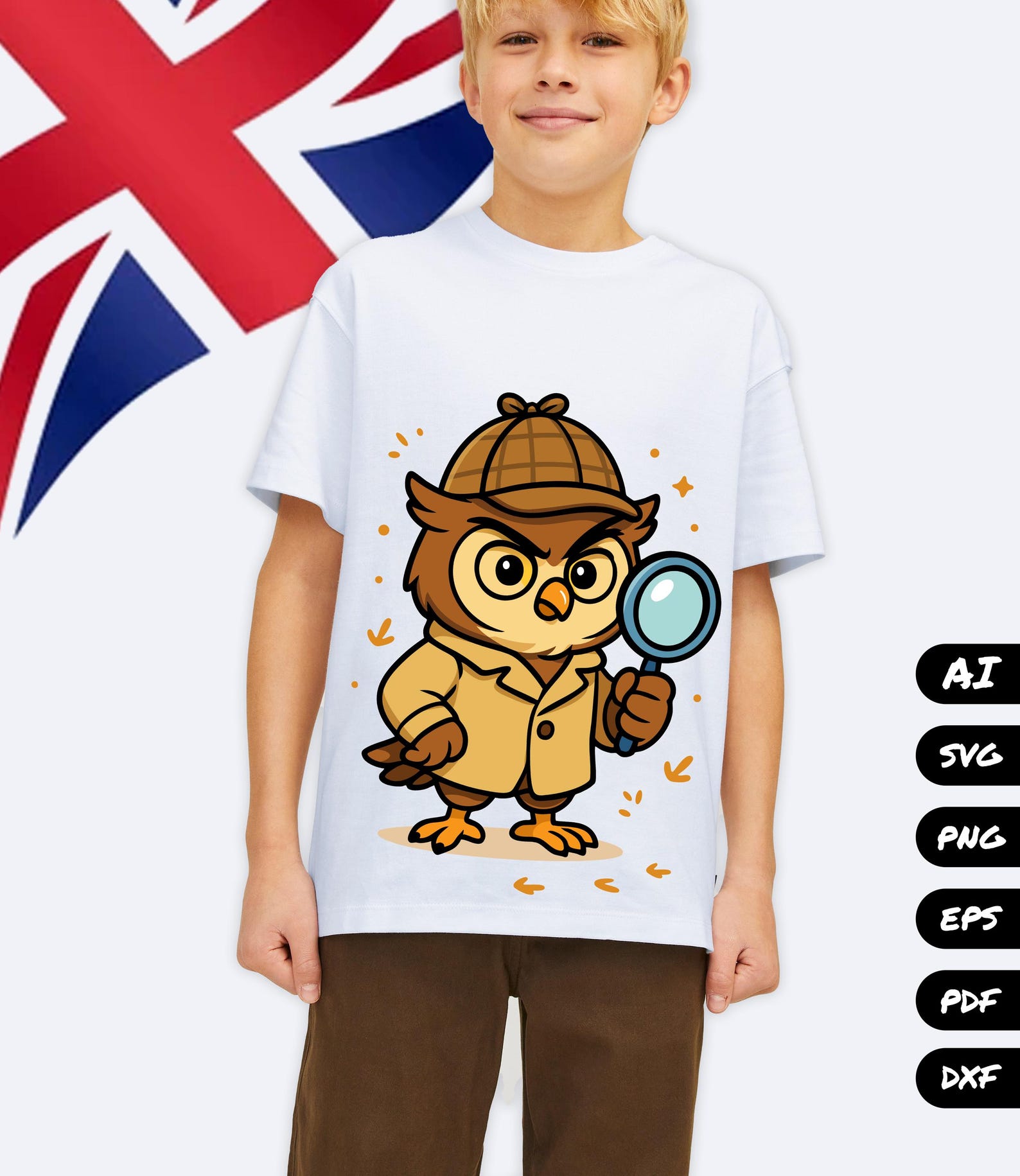 Detective Owl SVG: Cartoon Clipart for Cricut, Sublimation (digital ...