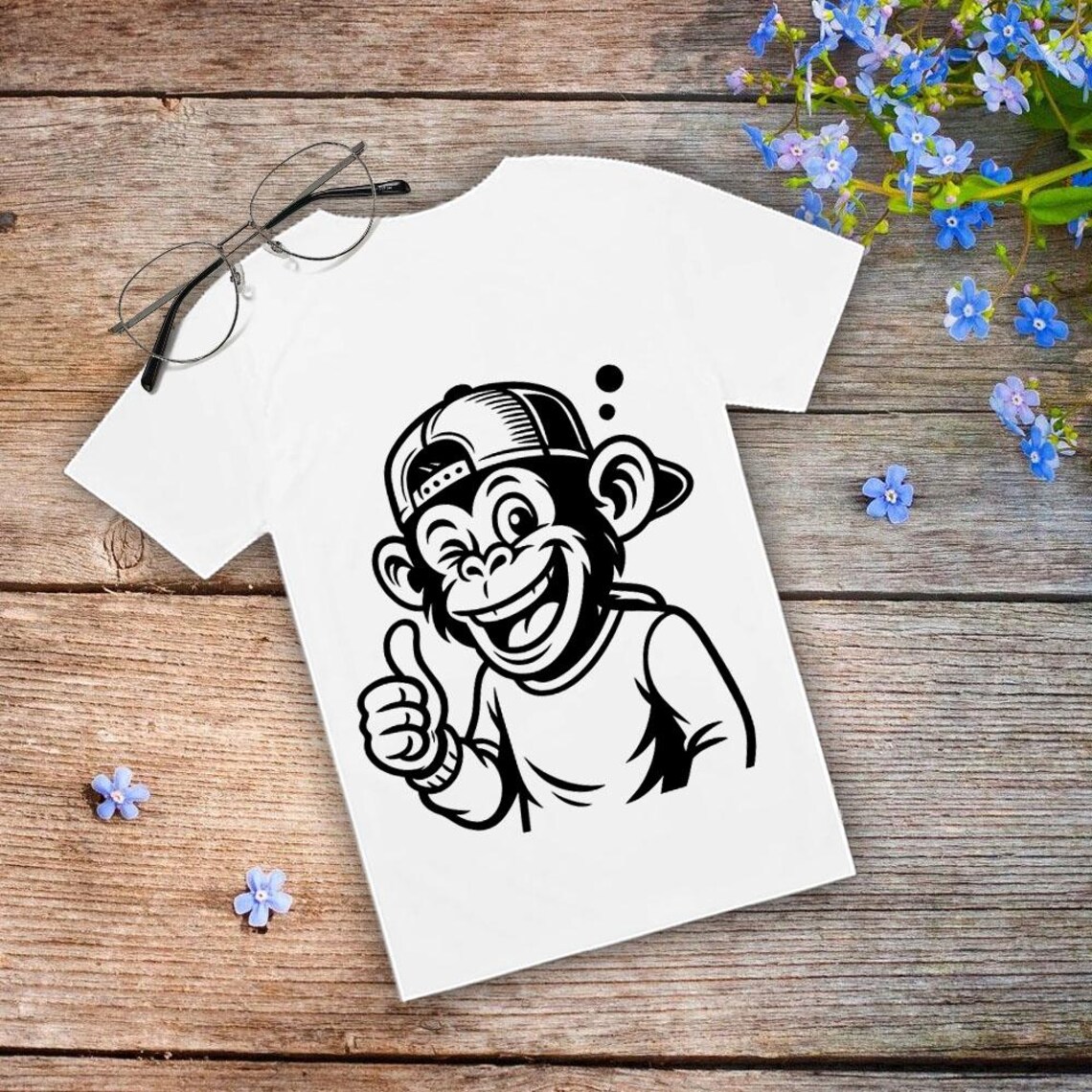 Cool Monkey Vector SVG | Cartoon Monkey Thumbs up | Funny Hip Hop Chimp ...