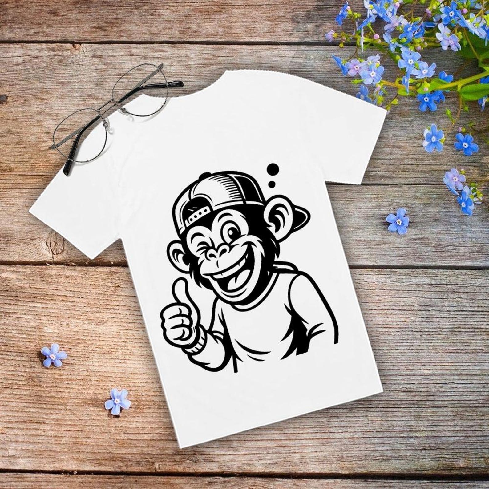 Cool Monkey Vector SVG | Cartoon Monkey Thumbs up | Funny Hip Hop Chimp ...