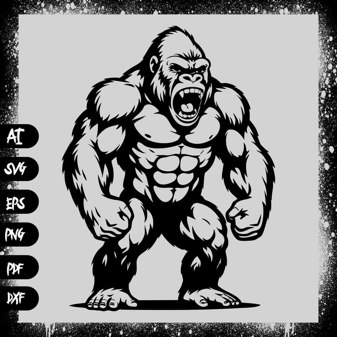 Bodybuilder Gorilla SVG | Angry Muscle Ape Vector Clipart | Strong ...