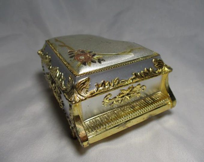 A 1995 Silver & Gold Ornate Grand Piano Music Box That Plays the Way We ...