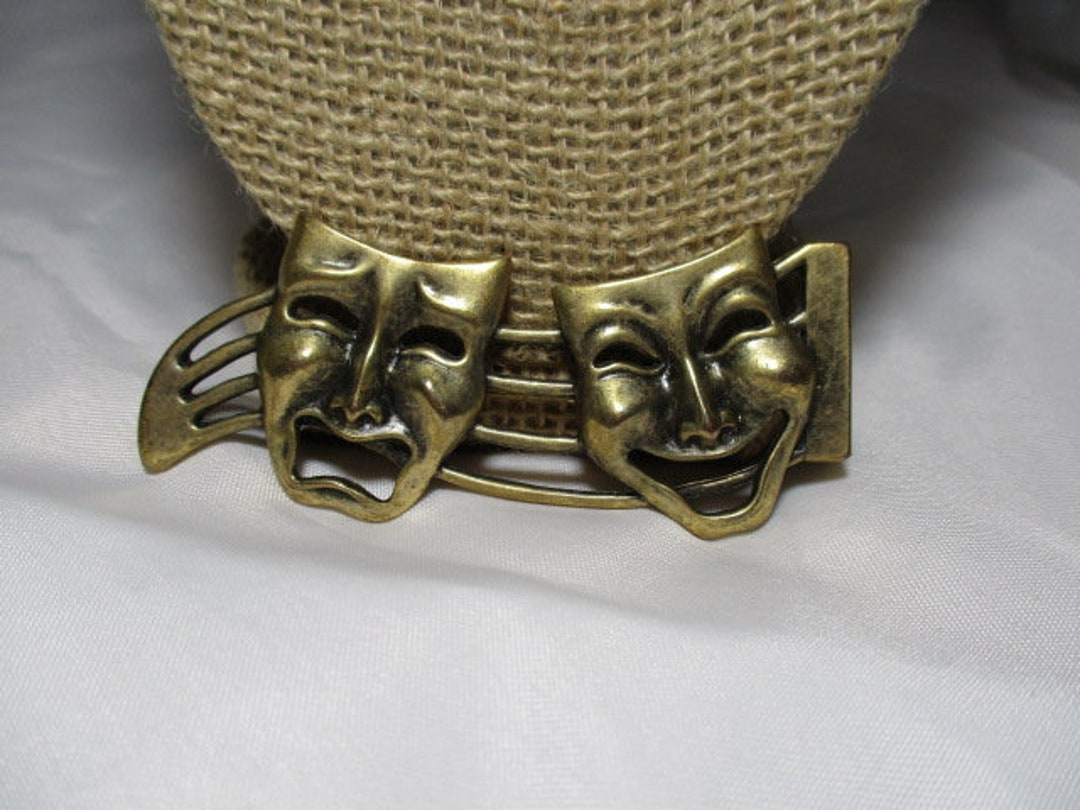 A 1980's Large Comedy & Tragedy Antiqued Gold Tone Brooch/pin. - Etsy